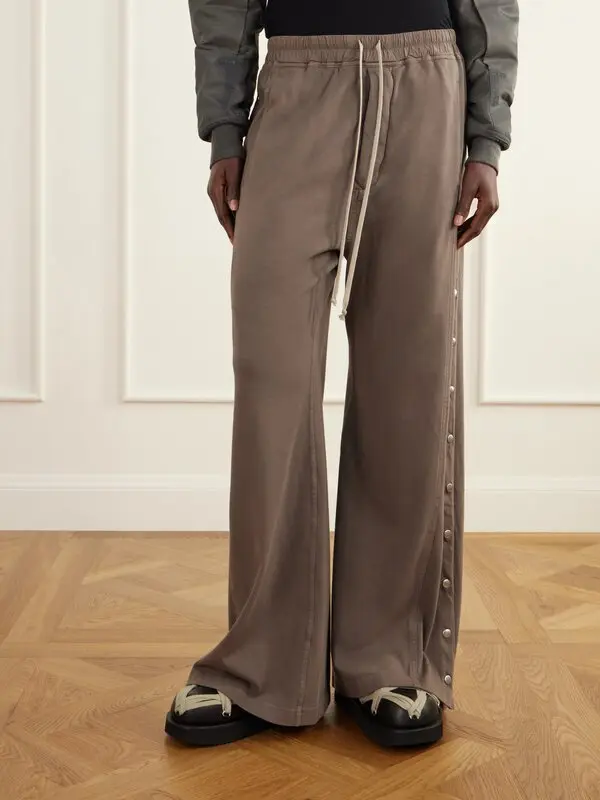 Rick Owens Wide Pusher Cotton-jersey Wide-leg Pants - Gray