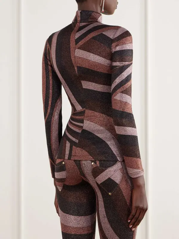 Emilio Pucci Printed Stretch-jersey Turtleneck Top