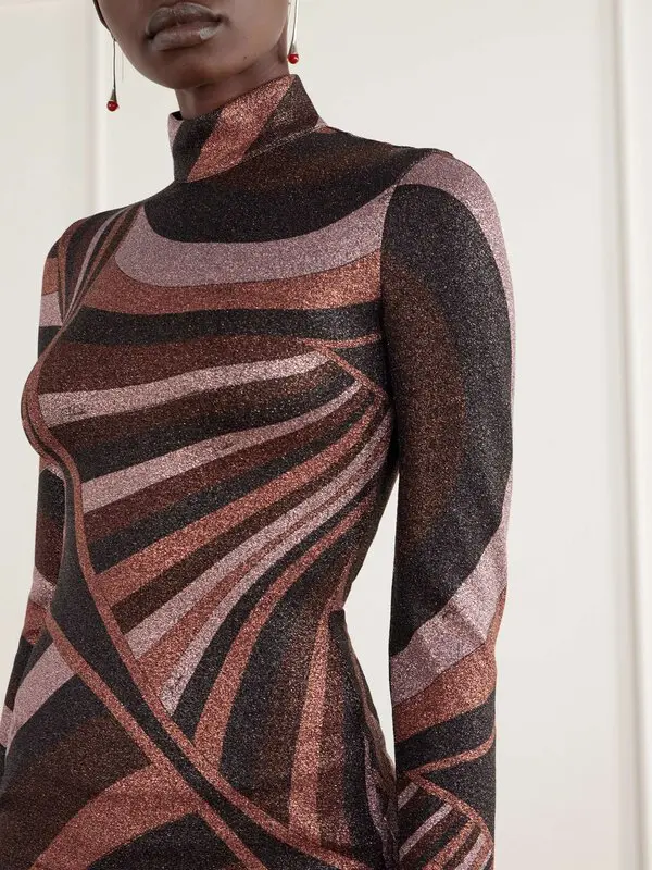 Emilio Pucci Printed Stretch-jersey Turtleneck Top