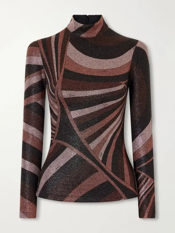 Emilio Pucci Printed Stretch-jersey Turtleneck Top - Multi