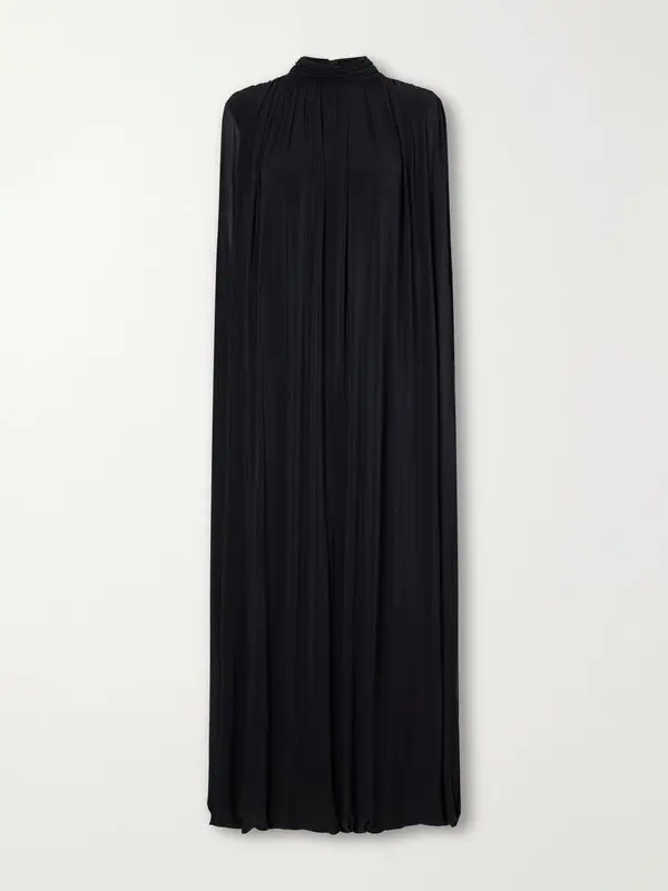 Tove Elia Cape-effect Draped Jersey Maxi Dress - Black