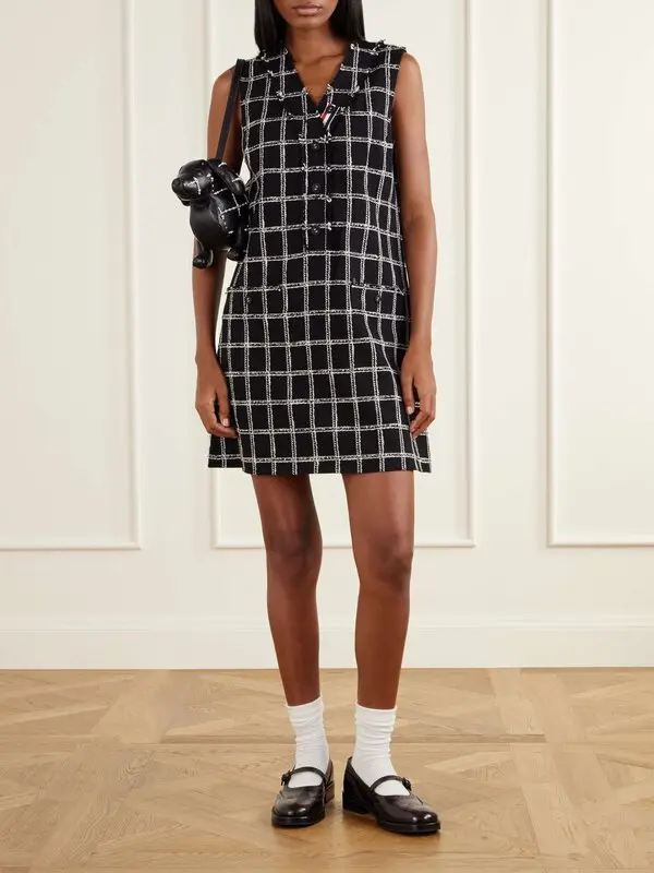 Thom Browne Houndstooth Wool-blend Mini Dress