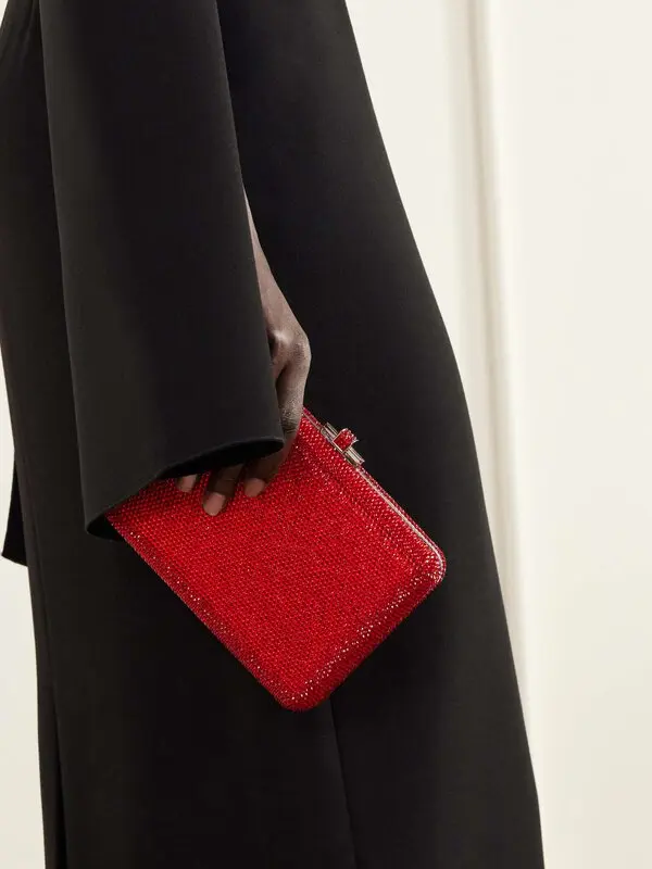 Judith Leiber Slim Slide Crystal-embellished Silver-tone Clutch