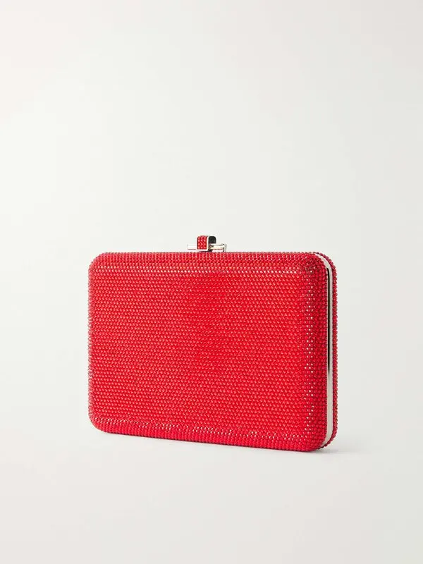 Judith Leiber Slim Slide Crystal-embellished Silver-tone Clutch