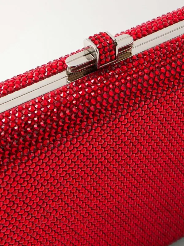 Judith Leiber Slim Slide Crystal-embellished Silver-tone Clutch
