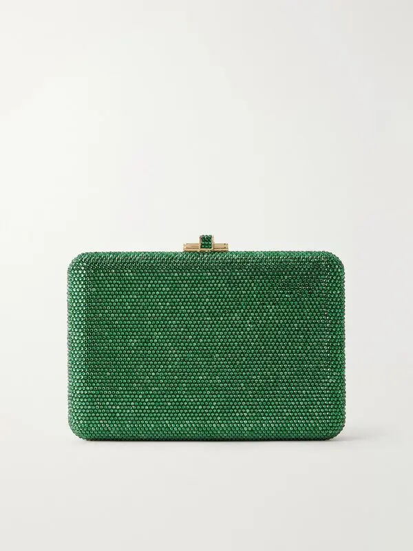 Judith Leiber Slim Slide Crystal-embellished Gold-tone Clutch