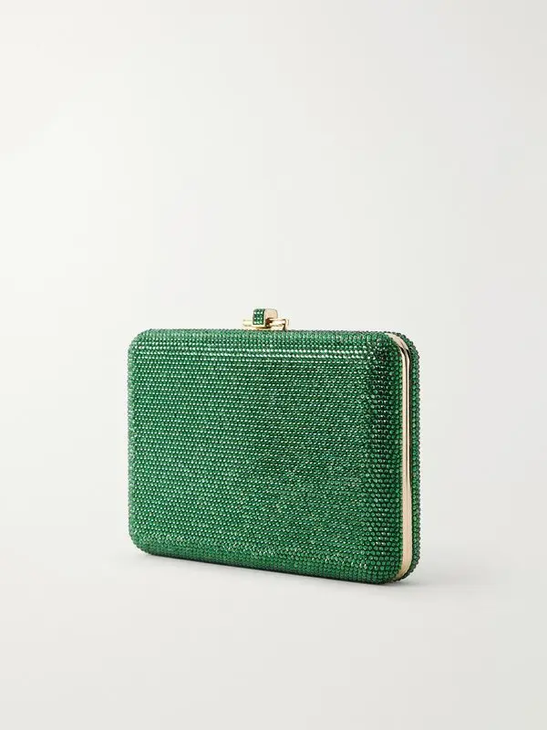 Judith Leiber Slim Slide Crystal-embellished Gold-tone Clutch