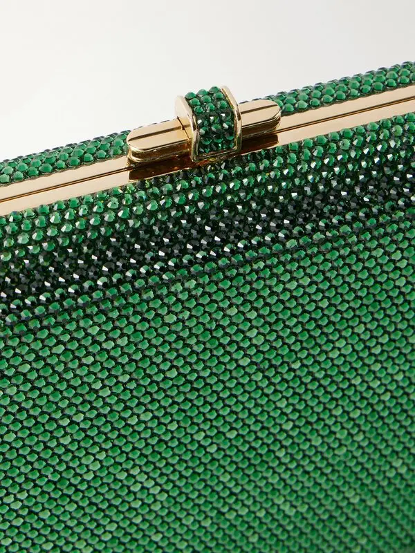Judith Leiber Slim Slide Crystal-embellished Gold-tone Clutch