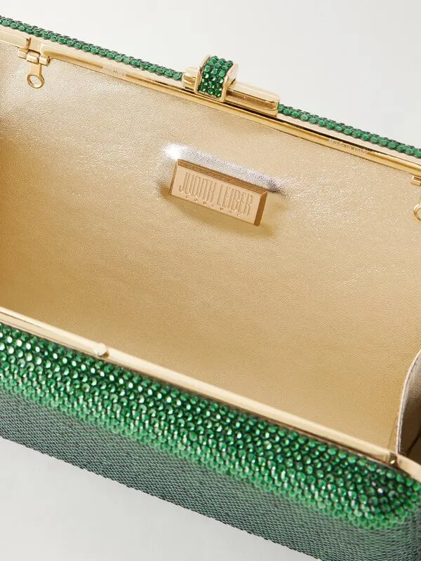 Judith Leiber Slim Slide Crystal-embellished Gold-tone Clutch