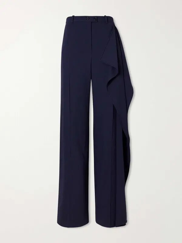 JIL SANDER Draped Wool-sablé Wide-leg Pants