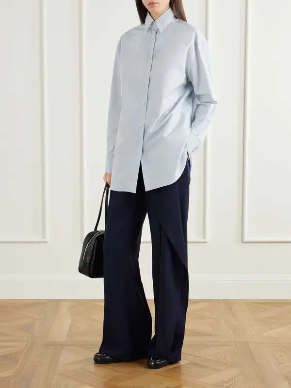 JIL SANDER Draped Wool-sablé Wide-leg Pants
