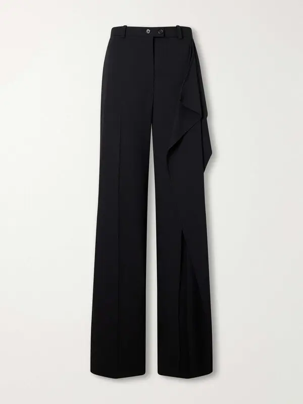 JIL SANDER Draped Wool-sablé Wide-leg Pants