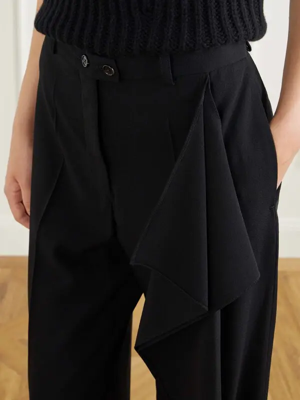 JIL SANDER Draped Wool-sablé Wide-leg Pants