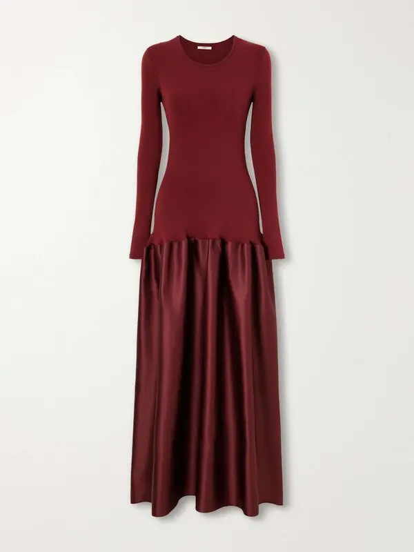 FFORME Catrin Gathered Jersey And Duchesse-satin Maxi Dress