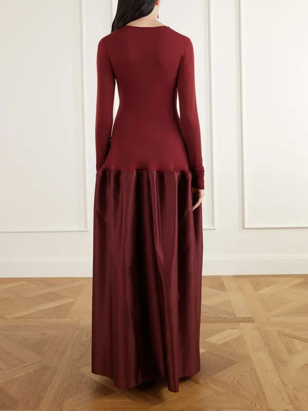 FFORME Catrin Gathered Jersey And Duchesse-satin Maxi Dress