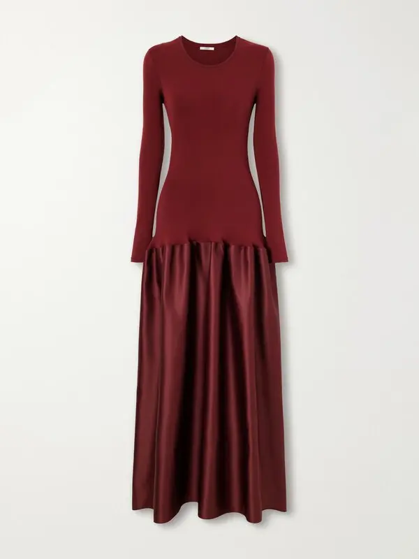 FFORME Catrin Gathered Jersey And Duchesse-satin Maxi Dress - Red