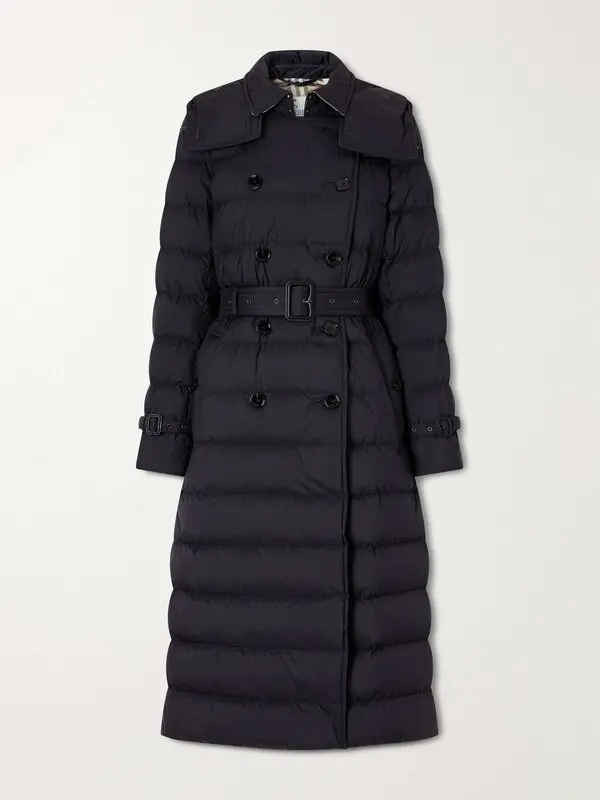Burberry Belted Double-breasted Quilted Padded Shell Coat