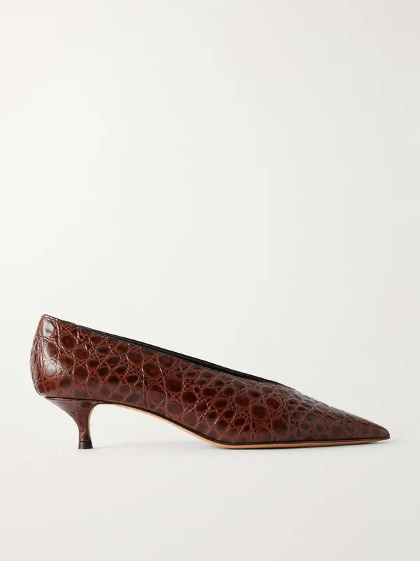Le Monde Beryl Babouche 40 Croc-effect Leather Pumps