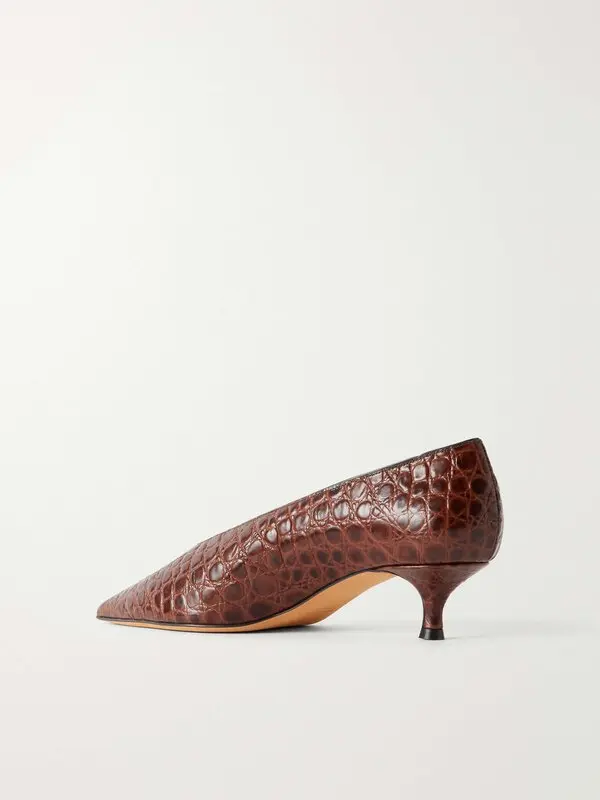 Le Monde Beryl Babouche 40 Croc-effect Leather Pumps