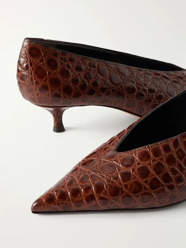 Le Monde Beryl Babouche 40 Croc-effect Leather Pumps