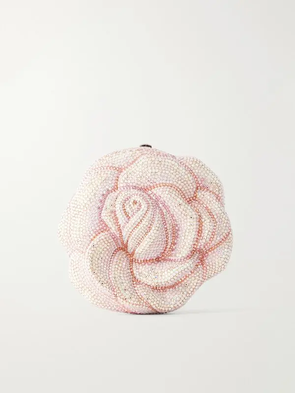 Judith Leiber Rose Crystal-embellished Silver-tone Clutch - Pink
