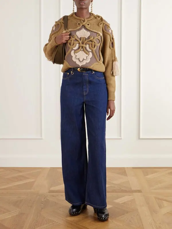 Etro Tasseled Embroidered Wool Sweater