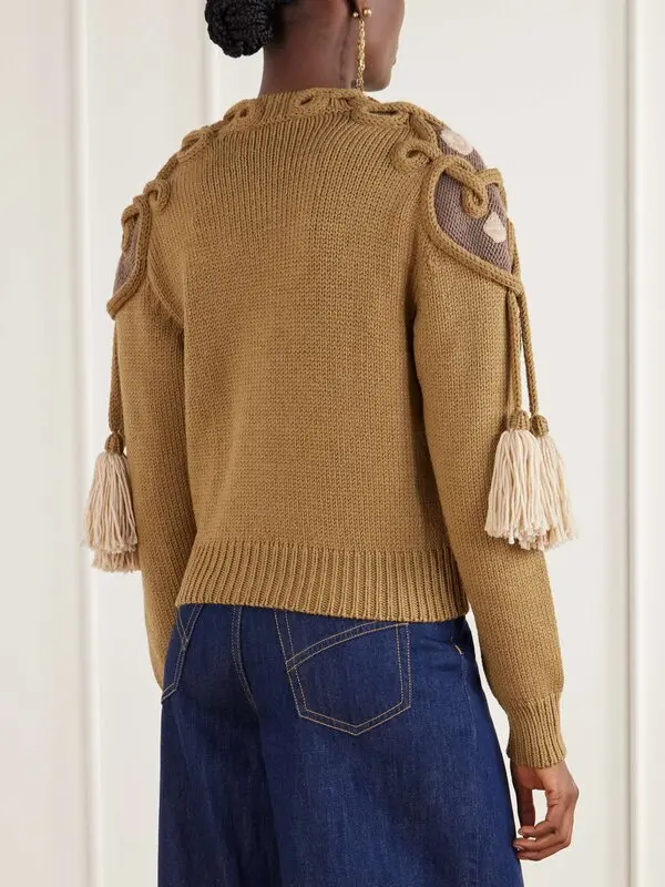 Etro Tasseled Embroidered Wool Sweater