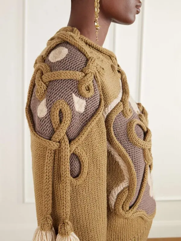 Etro Tasseled Embroidered Wool Sweater