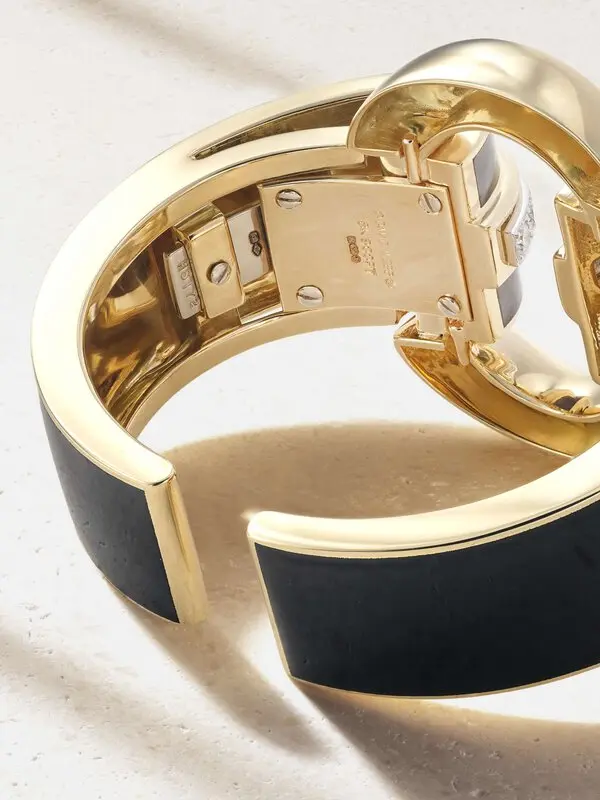 David Webb Strap 18-karat Gold, Platinum, Diamond And Enamel Cuff