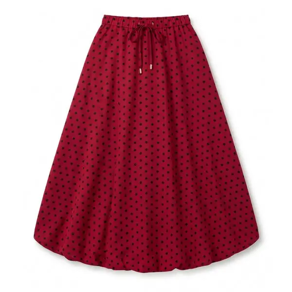 LOUCHE Dixie Spot Print Balloon Midi Skirt Wine