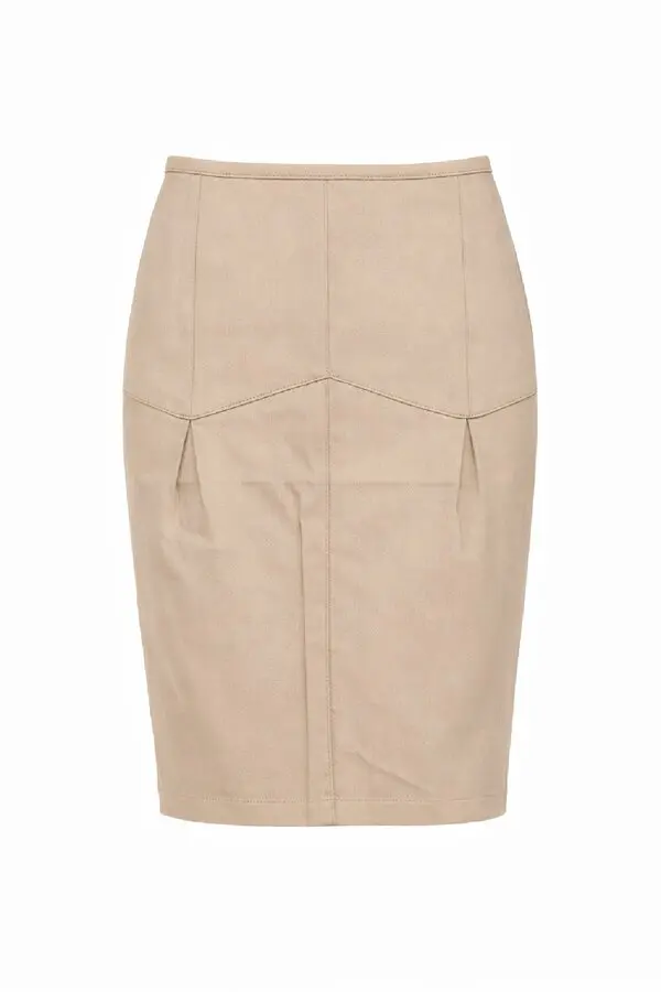 CONQUISTA Neutrals Tailored Midi Skirt – Timeless Minimal Elegance