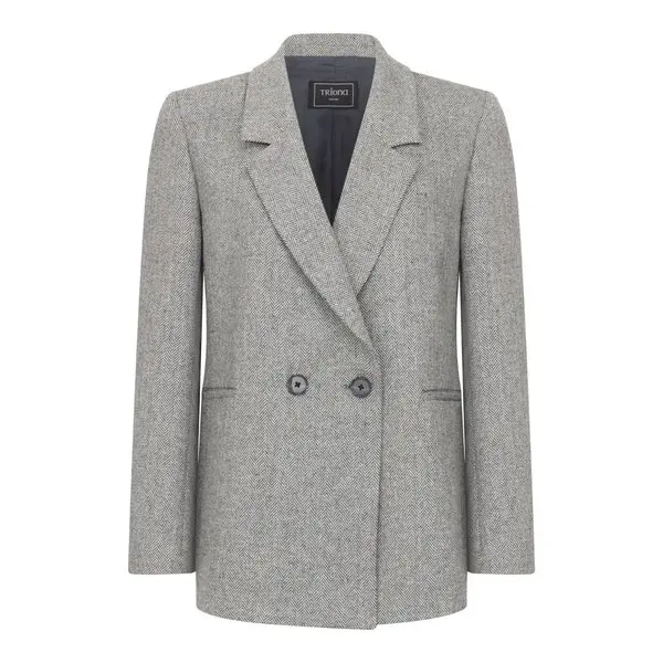 TRIONA Herringbone Colleen Oversized Lambswool Blazer