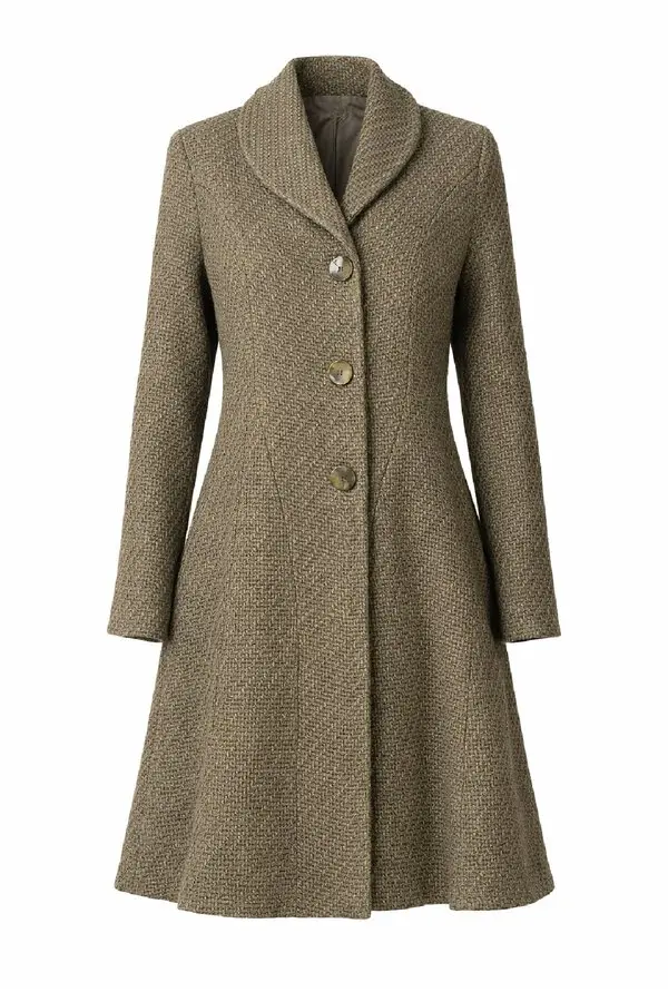 CONQUISTA Classic Tailored Coat With Textured Finish In Warm Neutral Tone