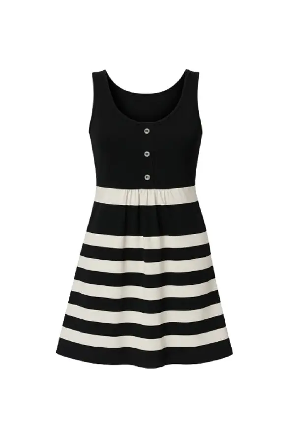 CONQUISTA White Striped Sleeveless Tunic Top