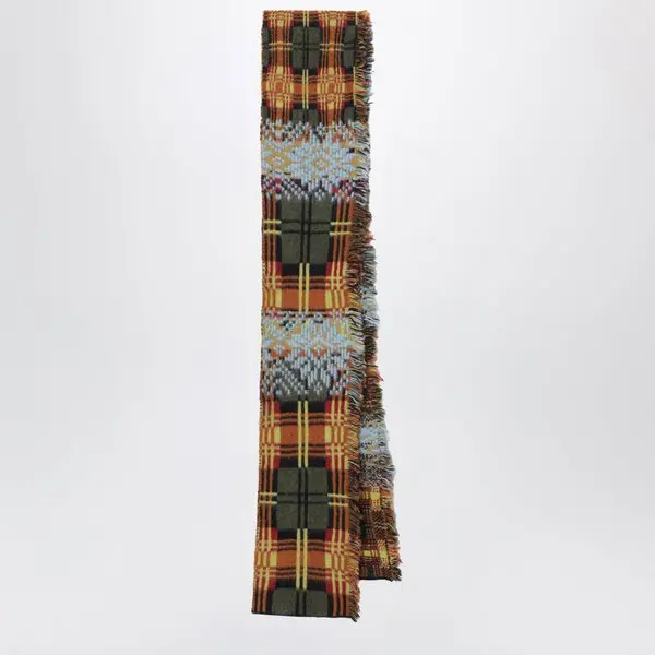 Dries Van Noten Patchwork Scarf In Wool And Alpaca Blend - Green