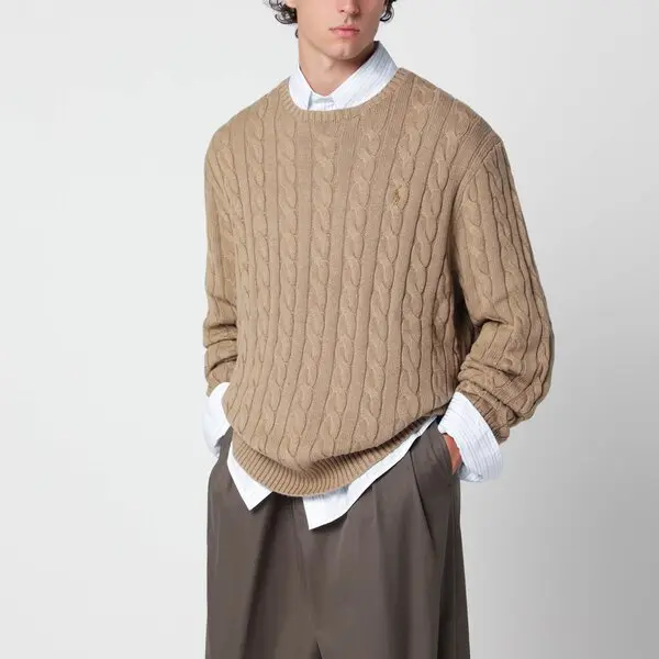 Polo Ralph Lauren Beige Cable-knit Jumper In Cotton