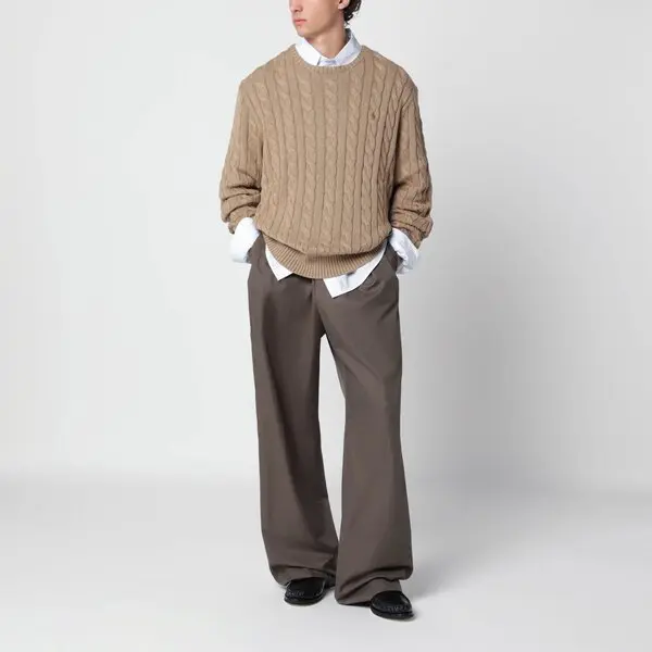 Polo Ralph Lauren Beige Cable-knit Jumper In Cotton