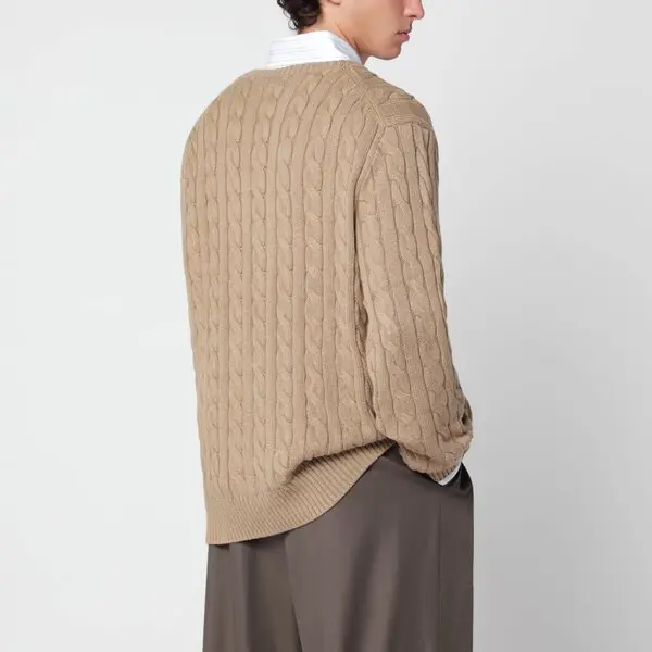 Polo Ralph Lauren Beige Cable-knit Jumper In Cotton