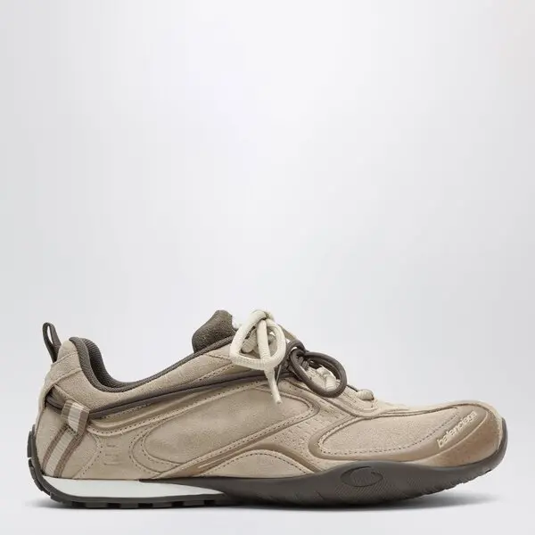 Balenciaga Radar Velvety And Brown Leather Sneakers - Beige
