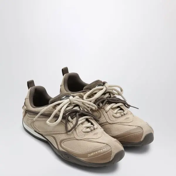 Balenciaga Radar Velvety And Brown Leather Sneakers - Beige