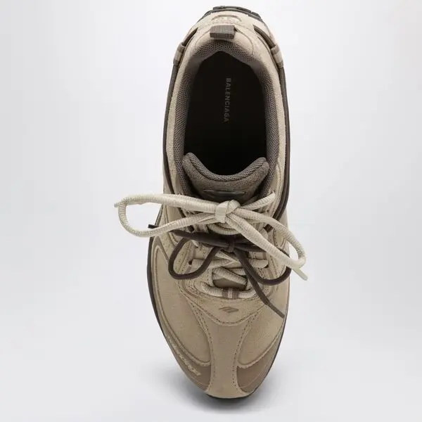 Balenciaga Radar Velvety And Brown Leather Sneakers - Beige
