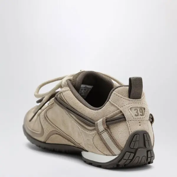 Balenciaga Radar Velvety And Brown Leather Sneakers - Beige
