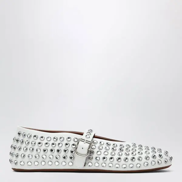 Alaïa Leather Ballerina With Crystals