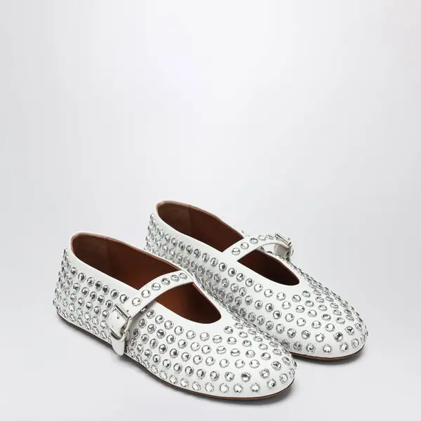 Alaïa Leather Ballerina With Crystals