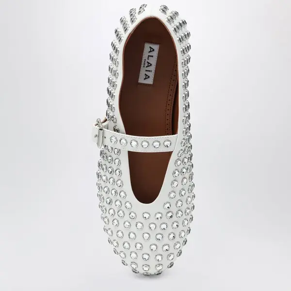 Alaïa Leather Ballerina With Crystals