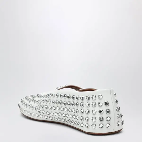 Alaïa Leather Ballerina With Crystals