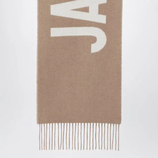 Jacquemus Taupe Wool Scarf With Logo - Brown