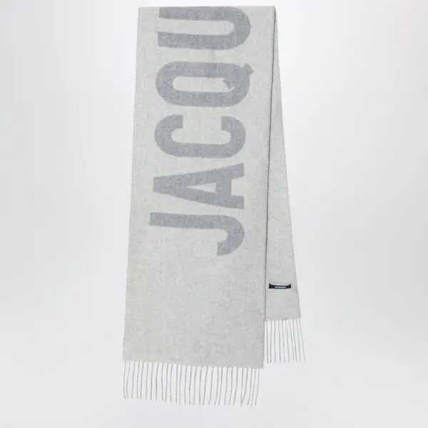 Jacquemus Wool Scarf With Logo - Grey