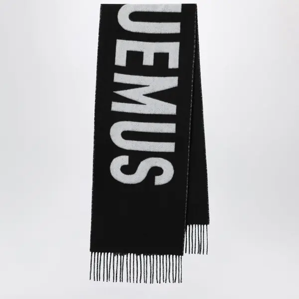 Jacquemus Wool Scarf With Logo - Black