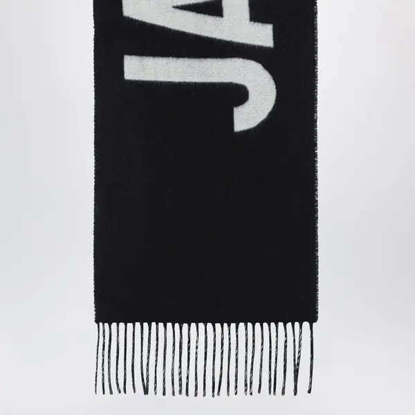 Jacquemus Wool Scarf With Logo - Black